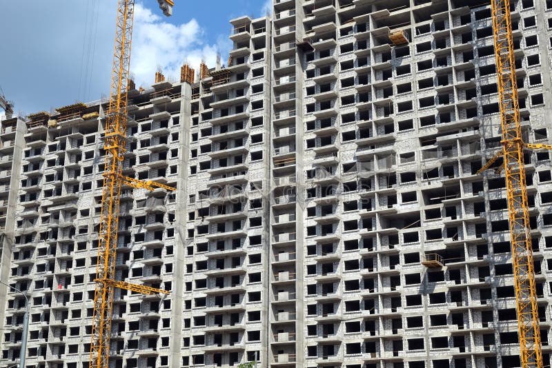 Modern Apartment Building Construction in Process Stock Photo - Image ...