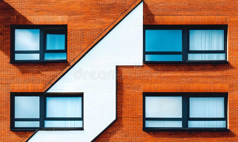 Abstract Brick Building Facade Stock Illustration - Illustration of ...