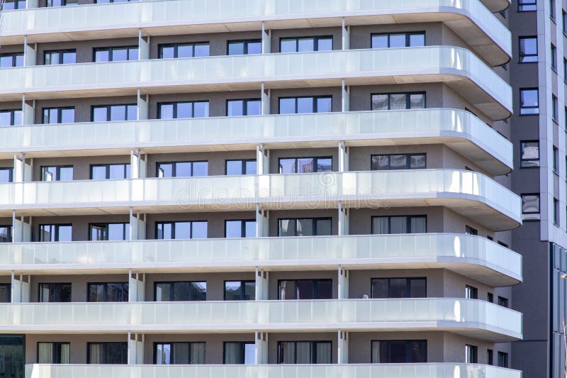Modern Apartment Building Facade with Repetitive Geometric Patterns of ...