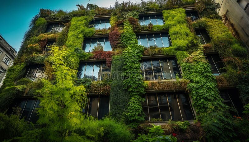 Modern Apartment Building Features Green Facade Design Generated by AI ...