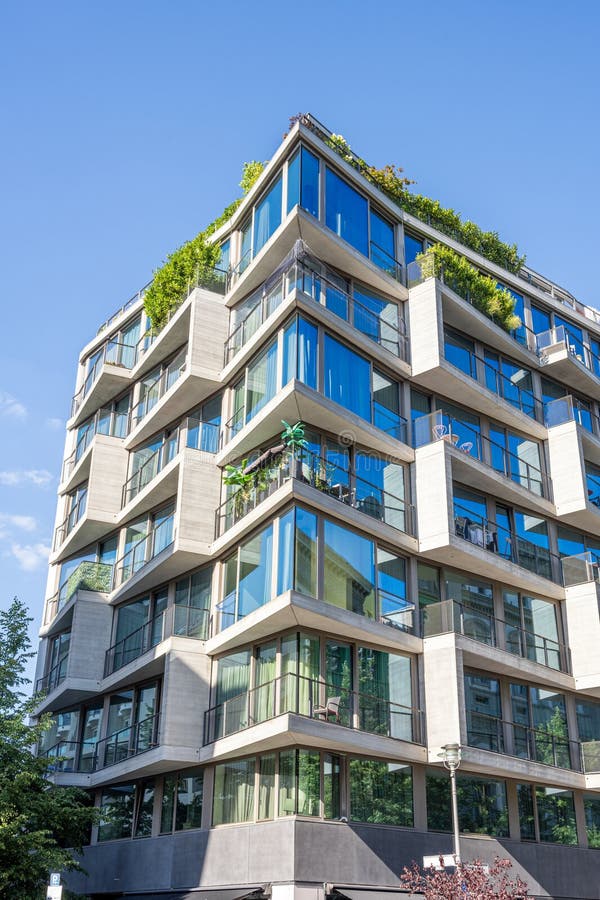 Modern Apartment Building with Floor-to-ceiling Windows Stock Photo ...