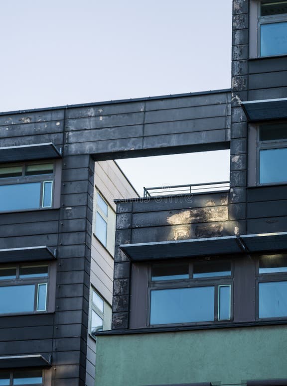 Modern Apartment Building with Geometric Window Design.. Stock Photo ...