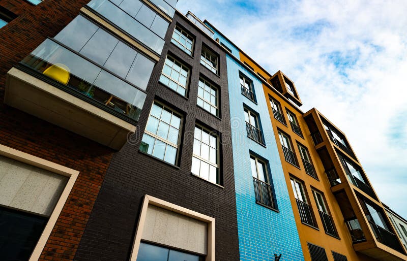 Modern Apartment Building with Glass Balconies Stock Image - Image of ...