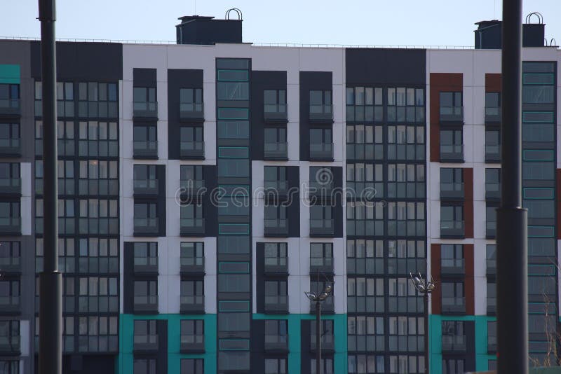 Modern Apartment Building. Multicolored Fun Design of the Facade Stock ...