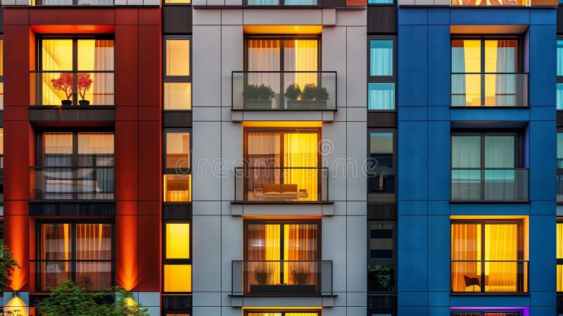 This is a Modern Apartment Building with Multiple Floors and Large ...