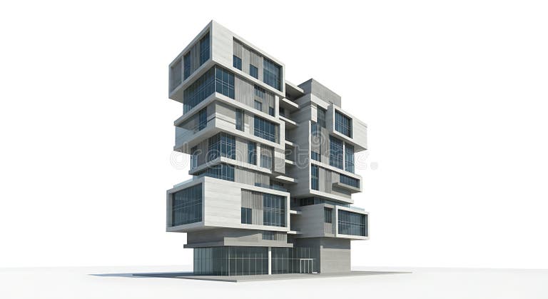 Modern Abstract Apartment Building 3D Render Stock Illustration ...
