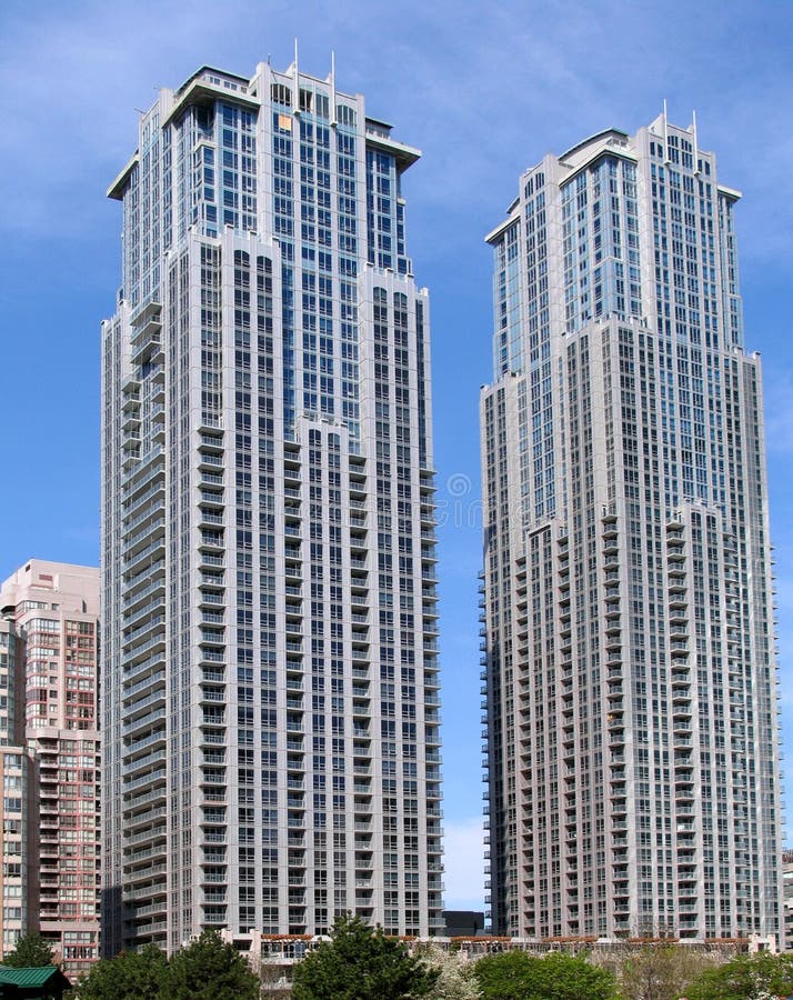 Modern Apartment Building Twin Towers Stock Image - Image of skyline ...
