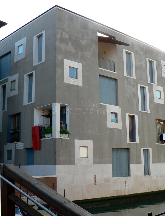 Modern Apartment Building in Venice Stock Image - Image of windows ...