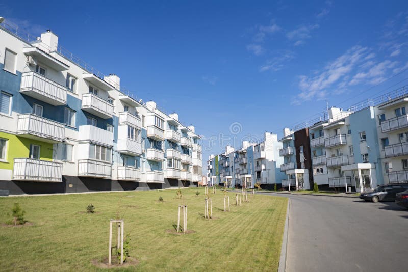 Modern Apartment Buildings Block of Flat, the District, Yard, Quater ...
