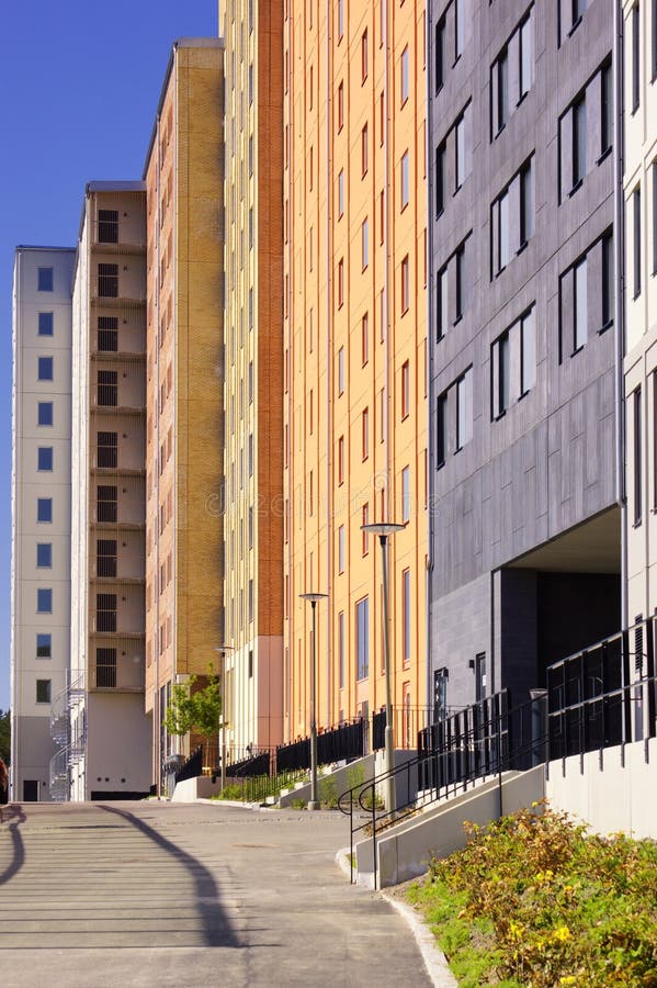 Modern Apartment Buildings with Blue Sky Stock Image - Image of good ...