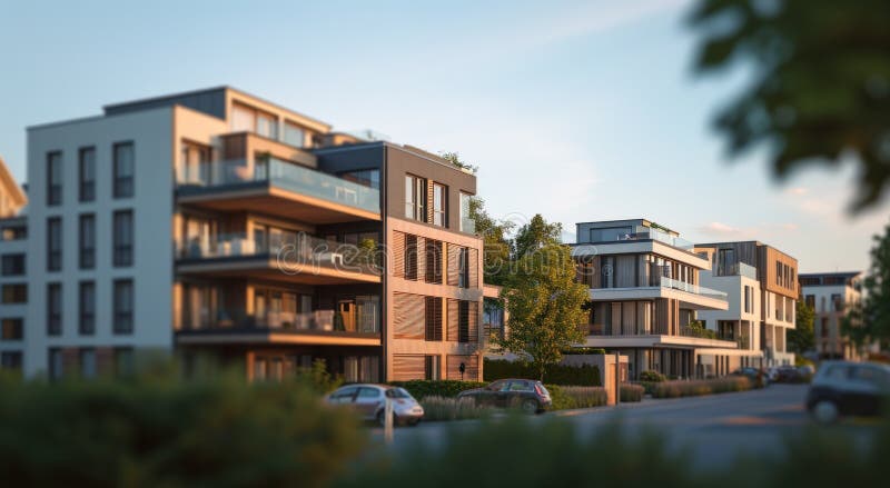 Modern Apartment Buildings in the Suburbs Stock Photo - Image of ...