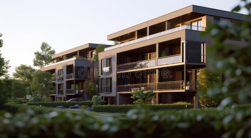 Modern Apartment Buildings in the Suburbs Stock Image - Image of ...