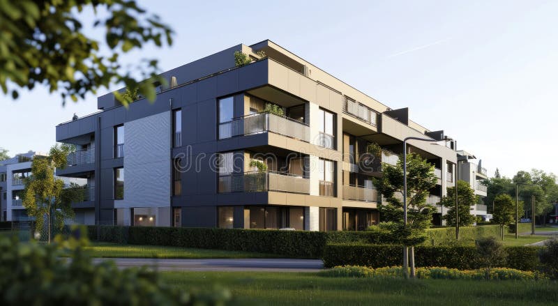 Modern Apartment Buildings in the Suburbs Stock Photo - Image of ...