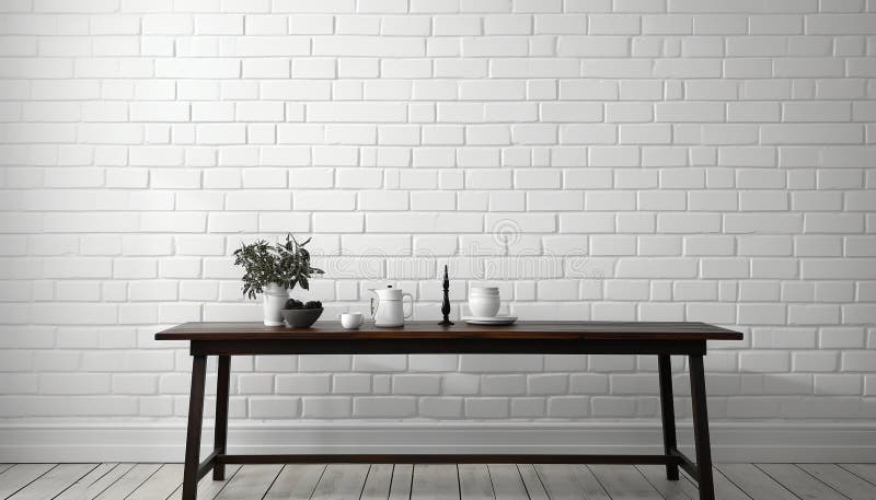 Modern Apartment with Clean, Elegant Design Rustic Brick Wall Backdrop ...