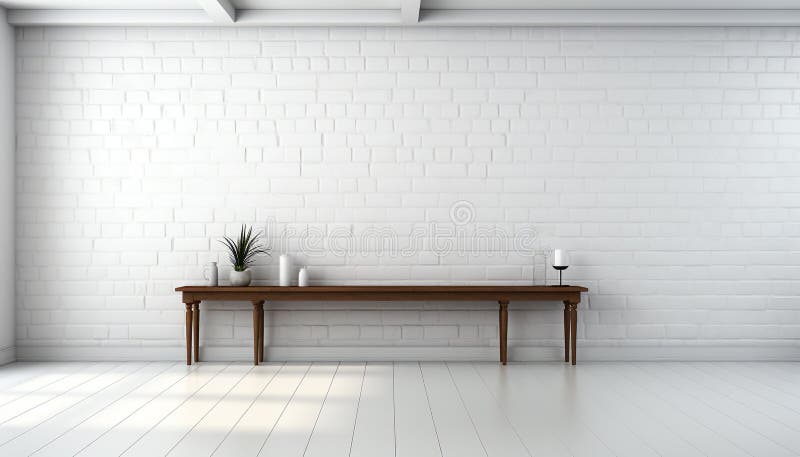 Modern Apartment with Clean, Empty Desk and Elegant Wooden Flooring ...