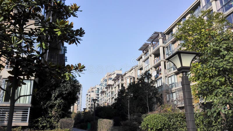 A Modern Apartment Complex in China Stock Photo - Image of food, close ...