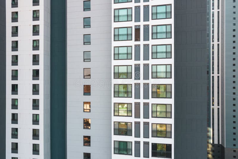 The Modern Apartment Complex Close-up Front View, Urban Geometry. Stock ...