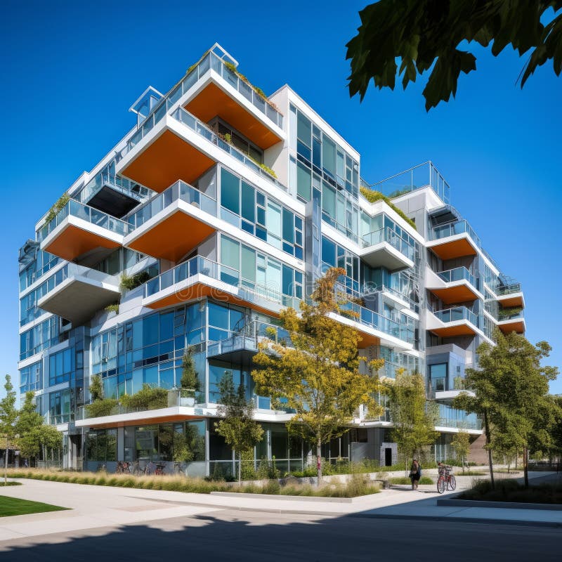 A Modern Apartment Complex Generative AI Stock Illustration ...