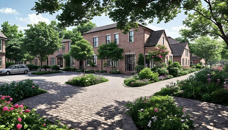 Modern Apartment Complex in a Residential Neighborhood, AI-generated ...