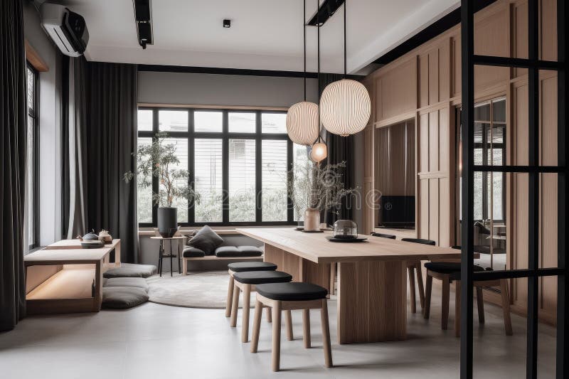 Modern Apartment with a Designer Dining Area, Wooden Dining Table and ...