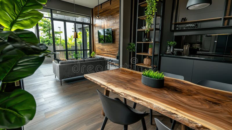 Modern Apartment Dining Space with Rustic Touch Urban Environment ...
