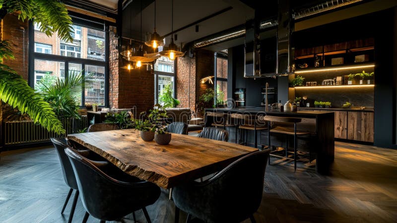 Modern Apartment Dining Space Urban Setting Interior Design ...