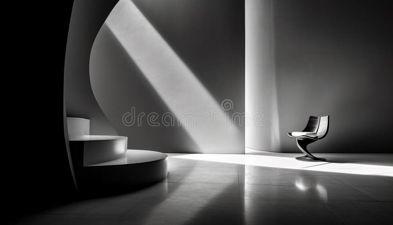 Modern Apartment with Elegant Design, Empty Chair by Window Generated ...