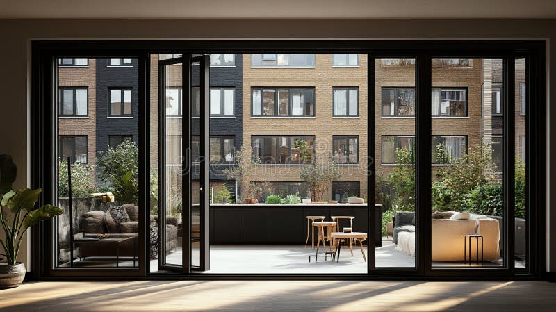 Modern Apartment with Expansive City Views and Outdoor Space Stock ...