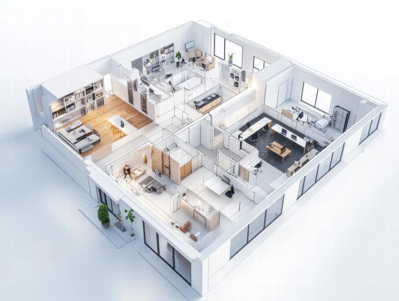 Modern Apartment Layout Shows Architectural Design with Floor Plan ...