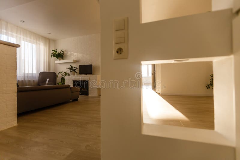 Modern Apartment with Passage To the Rooms, Light. Stock Image - Image ...