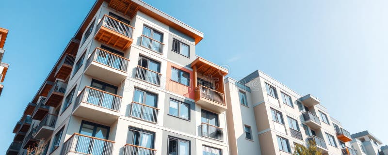 Modern Apartments in City Development. Sustainable Housing Project. Low ...