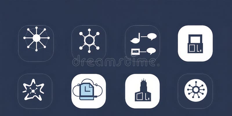 Modern App Icons Set Network Design Interface Digital Technology Data ...
