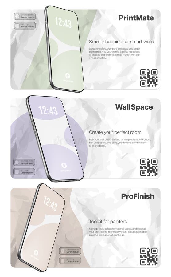 Modern App Presentation Template with Three Customizable Smartphone Mockups Stock Vector ...
