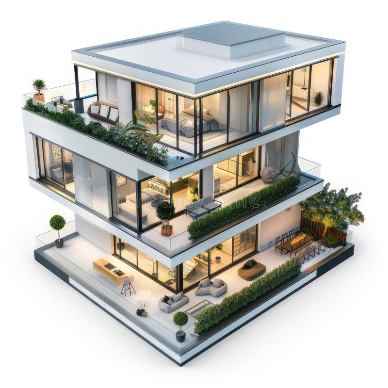 Modern Appartement Isolated on White Created with Generative AI. Modern ...