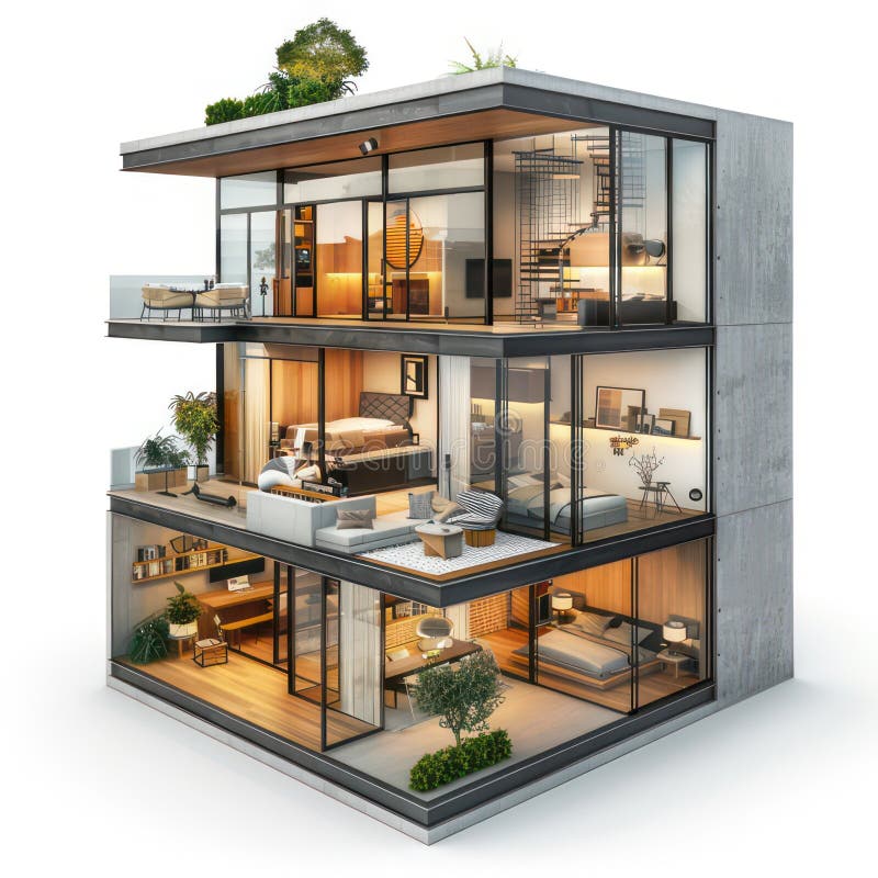 Modern Appartement Isolated on White Created with Generative AI. Modern ...