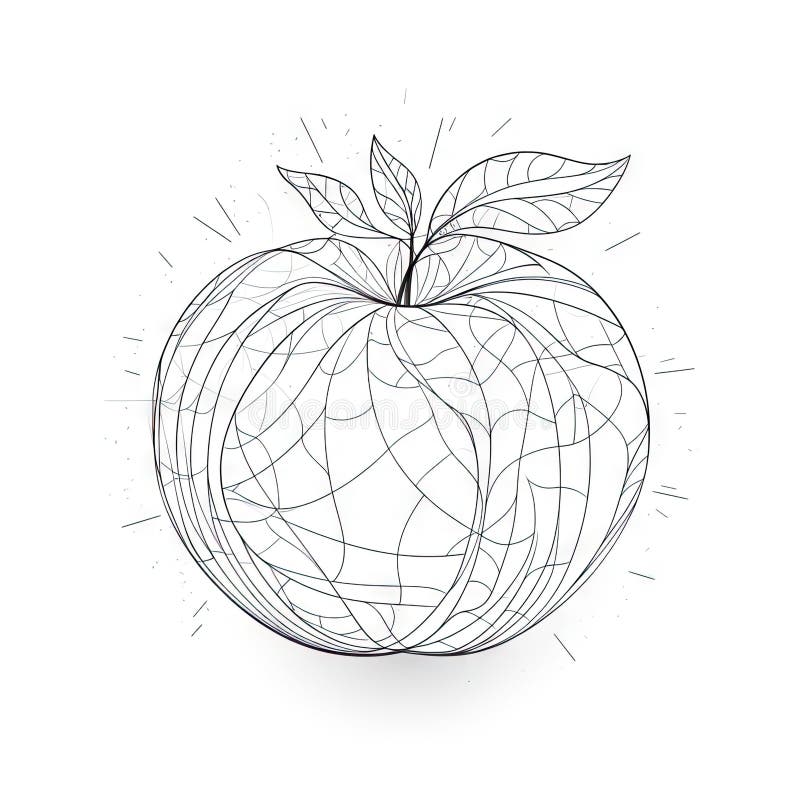Modern Apple Fruit Poster in Continuous Line Art Drawing Style for ...