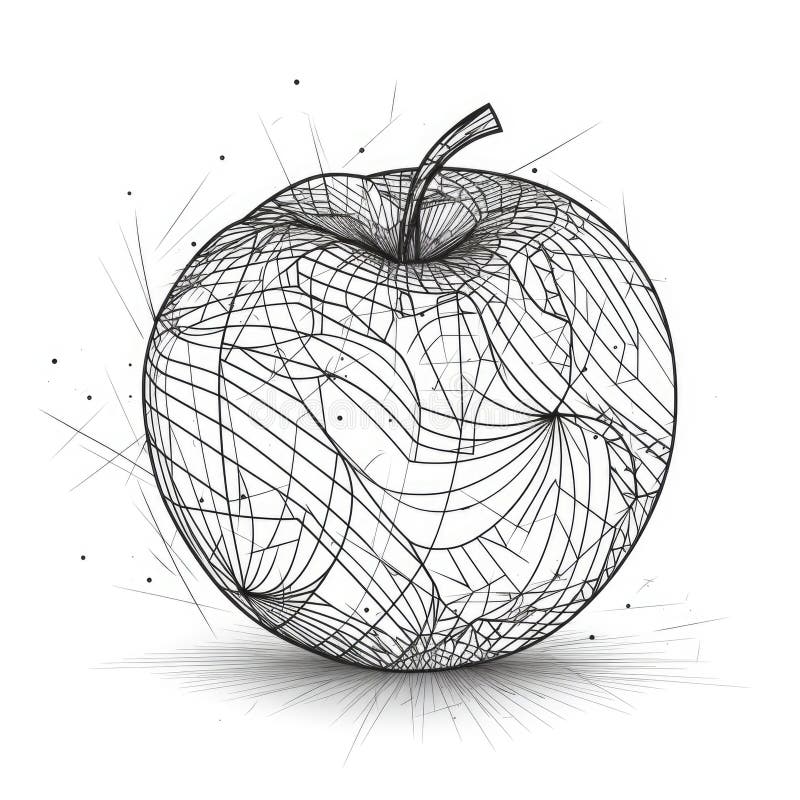 Modern Apple Fruit Poster in Continuous Line Art Drawing Style for ...