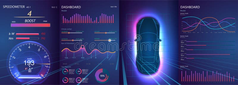 Modern Application Elements for Car, Great HUD Stock Vector ...