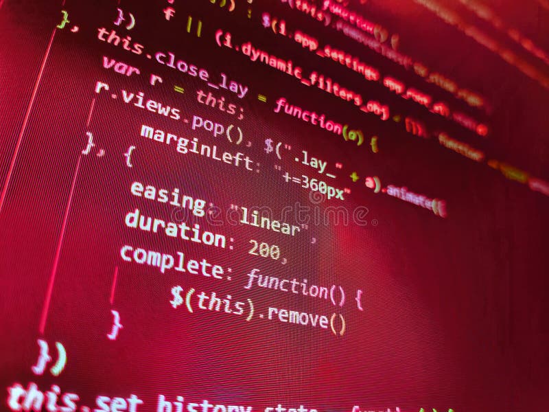 Application Web Source Code on Monitor. Photo of Computer Digital Background. Computer Code on ...