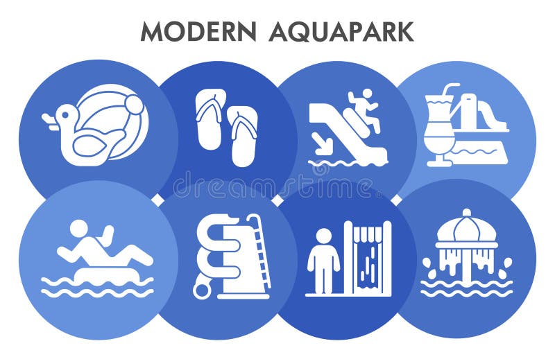 Modern Aquapark Infographic Design Template with Icons. Swimming Pool ...
