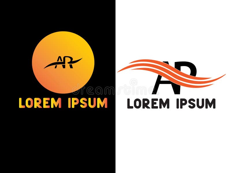 Modern AR Logo Design with Dynamic Waves in Orange and Black. Stock ...