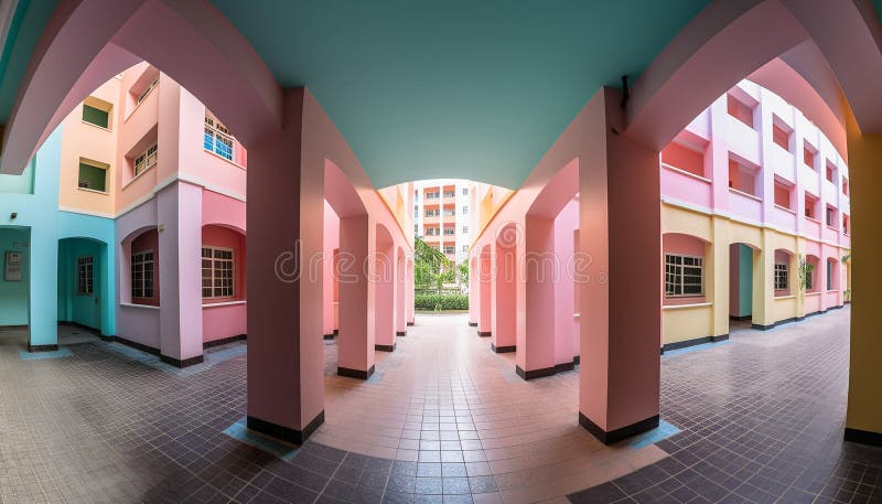 The Modern Arcade Elegant Design Features a Pink Arch Ceiling Generated ...