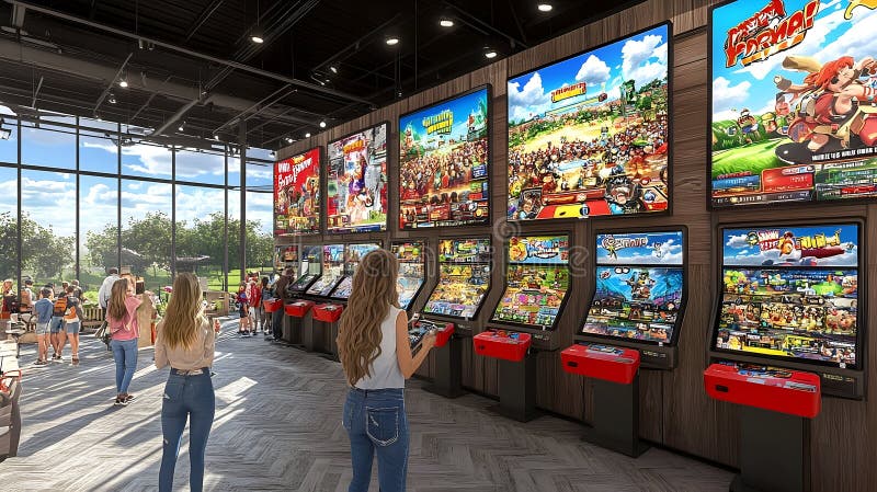 Modern Arcade Interior Design Stock Illustration - Illustration of ...