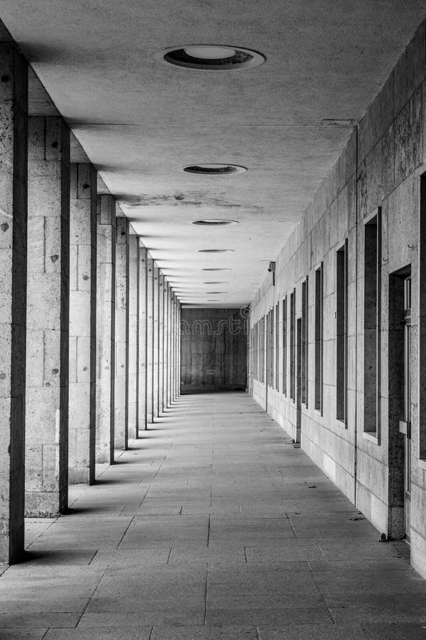 Modern Arcade with Symmetric Columns Stock Photo - Image of symmetry ...