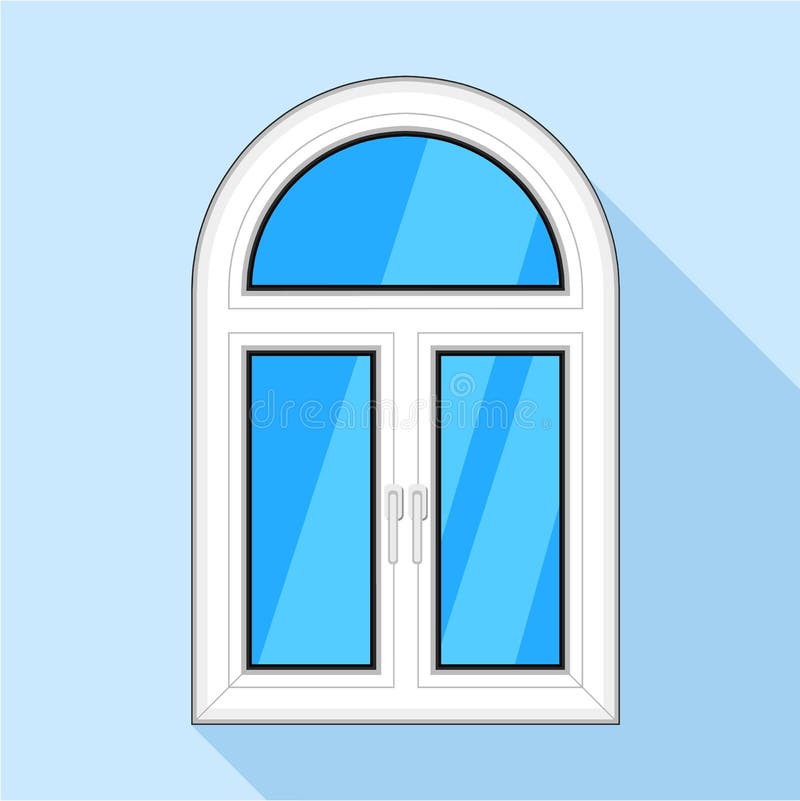 Modern Arched Plastic Window Icon, Flat Style Stock Vector ...