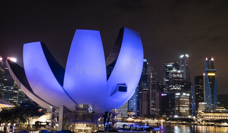 Modern Architect of Museum Building at Night with Blue Lights Editorial ...