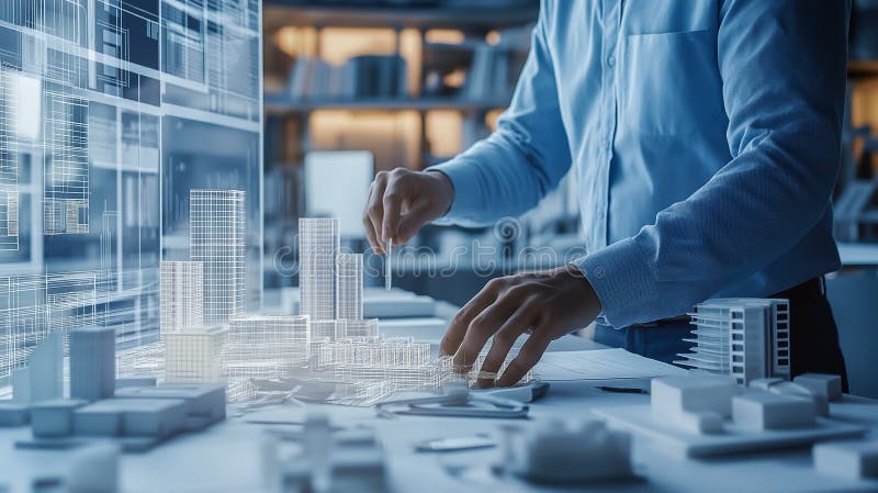 Modern Architect Presenting Blueprints in a Stylish Office Stock Photo ...