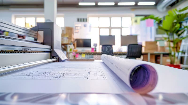 Modern Architect S Workspace with Plans and Equipment Stock Image ...