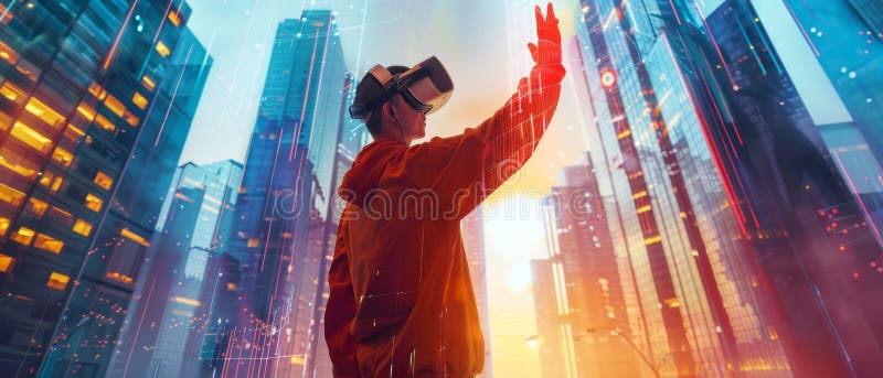 Modern Architect Wearing Virtual Reality Headset Creates Buildings for ...