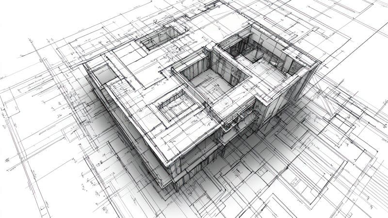 Modern Architectural Blueprint Showing Detailed 3D Floor Plan Design ...